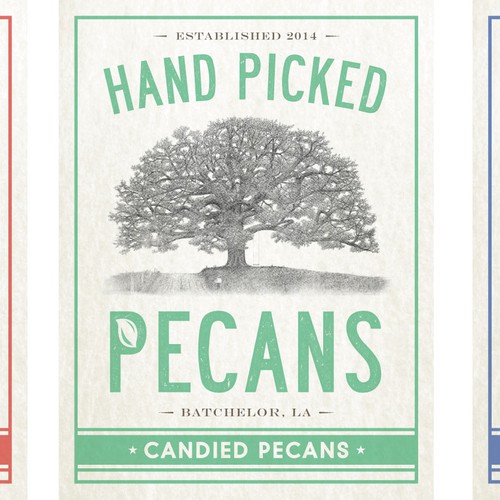 Create a classic and fun label for packaged pecan candy and pies ...