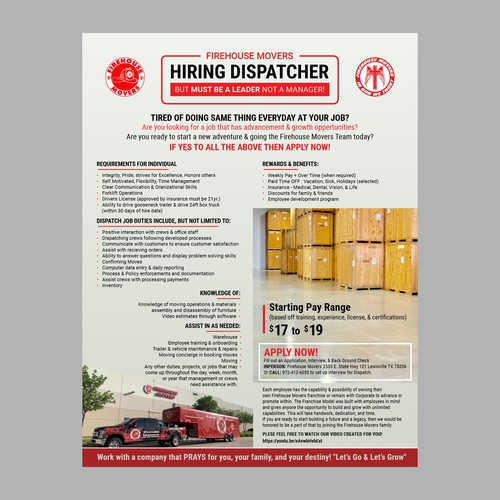 Designs | Job posting for (Dispatcher) / LEADERSHIP required Designed ...