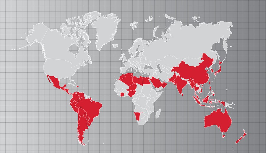 World map with specific countries filled in | Illustration or graphics ...