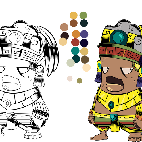 mayan bad ass character cartoon dude | キャラクター・マスコットコンペ