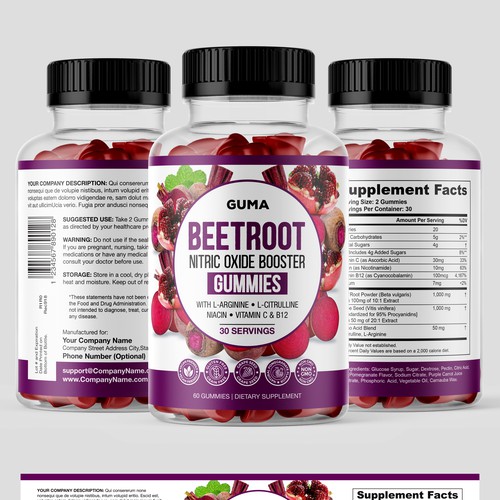 Designs | ⭐ Design a Product Label For Beet Root Gummies That Sticks ...