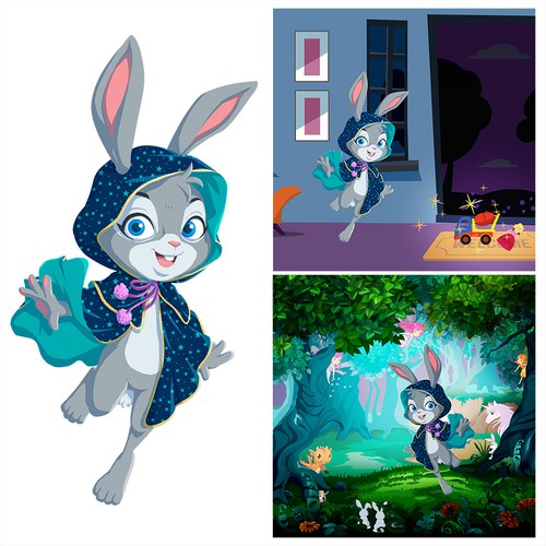 Designs | Cloak-Wearing Bunny Character (Vector) for Children's Book ...