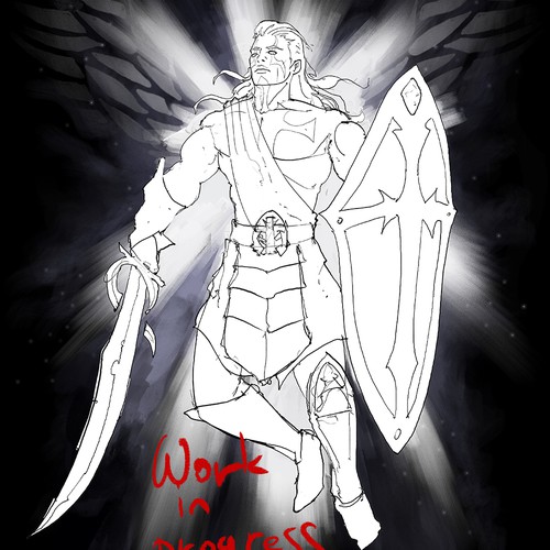 Badass Angel Art Commission for Boy's Bedroom Wall | Illustration or ...
