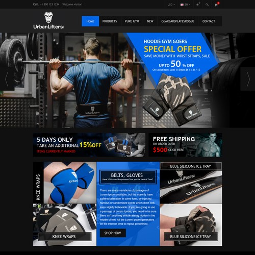 E-Commerce Site for Gym Accessories | Web page design contest