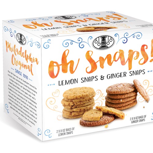 Package design for combination box of Ginger Snaps and Lemon Snaps ...