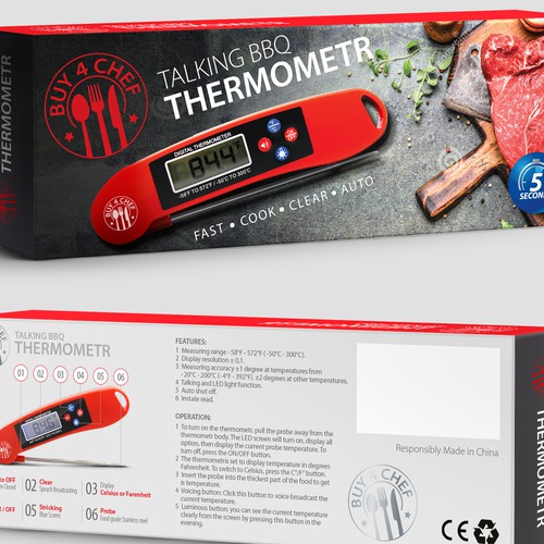 Creative Packaging Label for our Digital Food Thermometer | Product ...