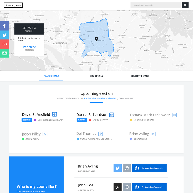 Create a simple, user friendly page design for a map/data display tool ...