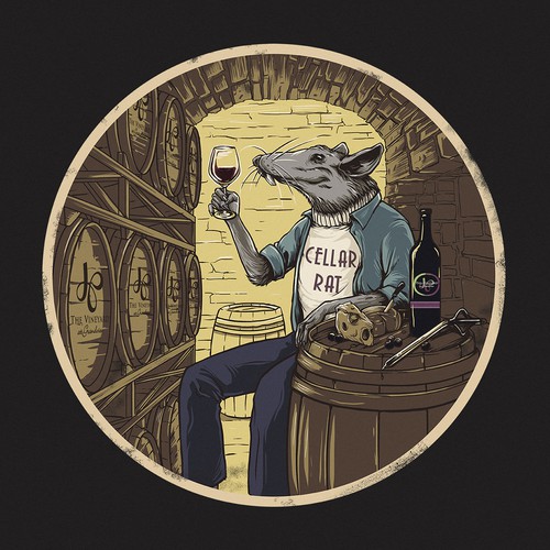 Winery needs FUN Cellar Rat illustration/design for tshirt | T-shirt ...