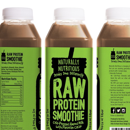 Raw Protein Smoothie label for brand looking to create change & disrupt ...