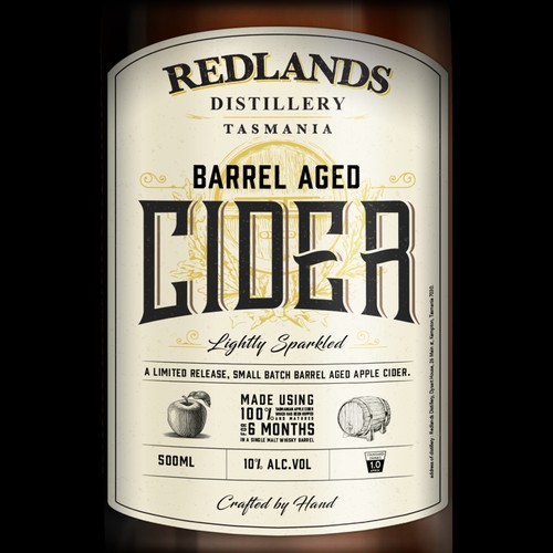Whisky barrel aged cider - bottle label | Product label contest