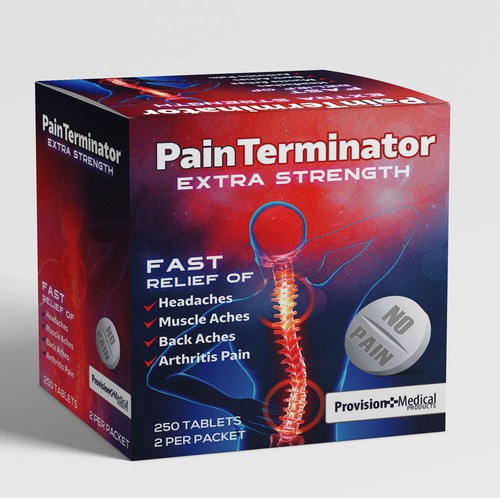 Redesign pain relief tablet box | Product packaging contest