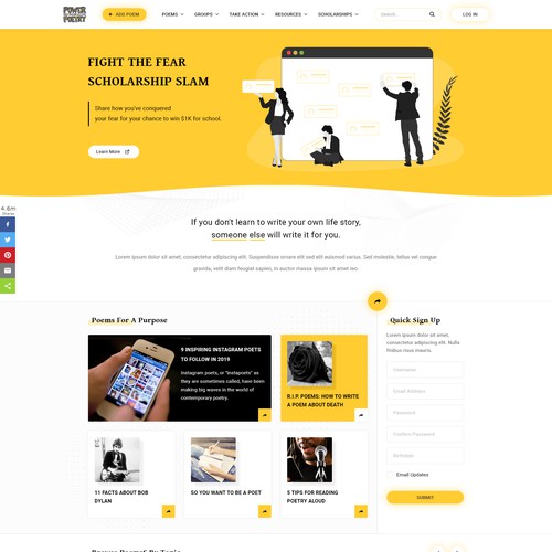 Power Poetry - Youth Poetry Platform Re-Design | Web page design contest