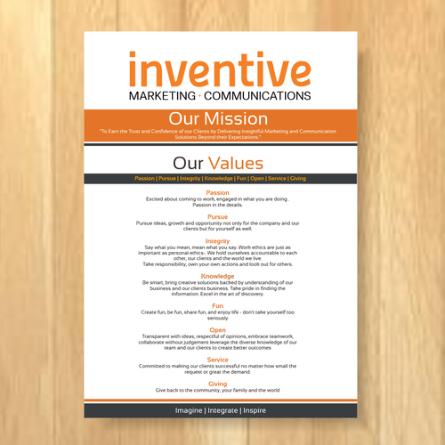 Mission & Values Posters ( 1 per) | Poster contest