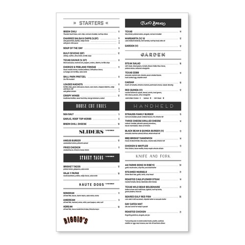 Menu Design for High-End Sports Bar | Menu contest