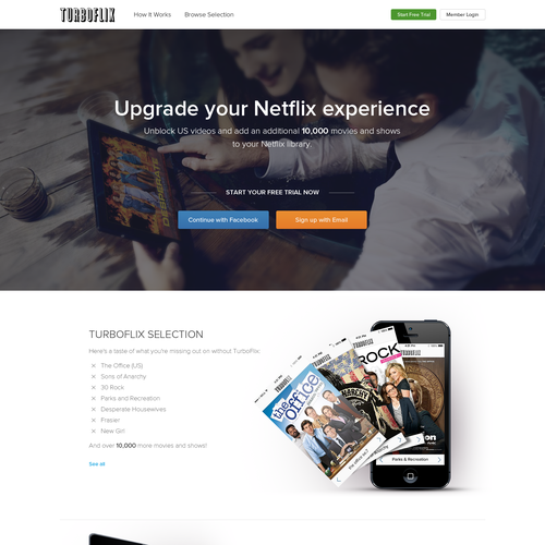 TurboFlix needs a homepage for its premium video streaming service ...