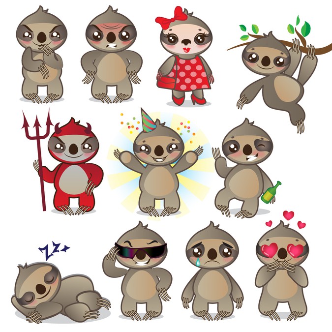 Sloth Emoji Stickers | Character or mascot contest