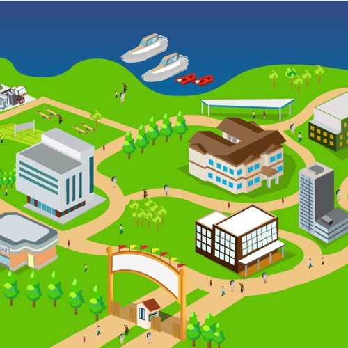 Create illustrated town map for university and student life ...