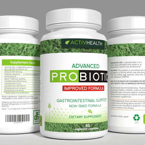 Create an attractive Probiotic Supplement Bottle Label | Product label ...