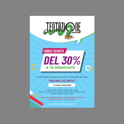 Creare un volantino per un codice sconto di un e-commerce di calzature ...