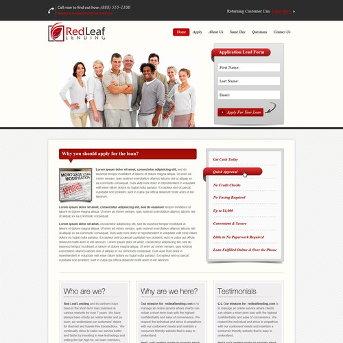 Red Leaf Lending - business website | Web page design contest
