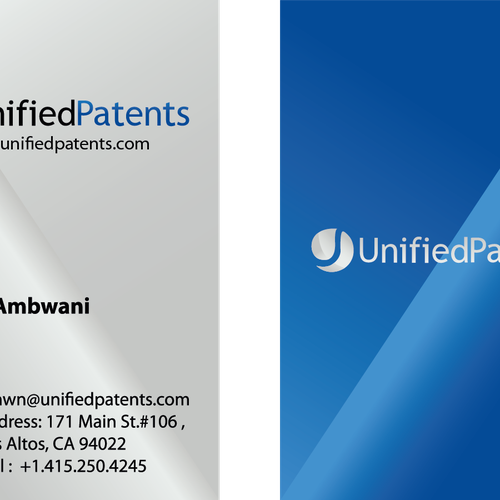 Designs | business card for Unified Patents | Business card contest