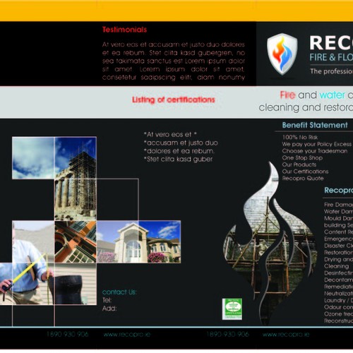 Brochure for Fire and Water Damage Restoration Company | Print or ...