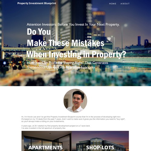 Create a property investment landing page | Landing page design contest