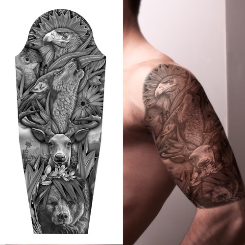 Wildlife Tattoos Sleeve