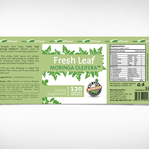 Create the next product label for Fresh Leaf Moringa Oleifera | Product ...