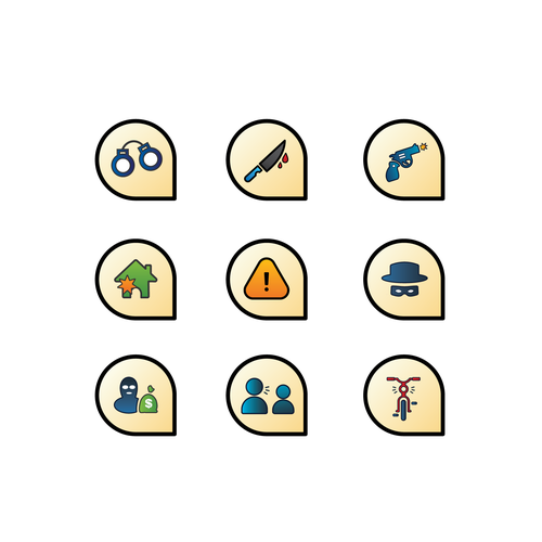 Icons for crime map. | Icon or button contest
