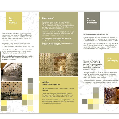Fun and Challenging Brochure Design for Unique Tile Installation ...