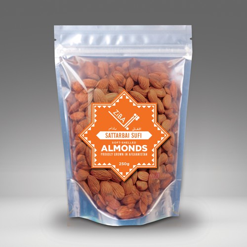 Packaging Label for Afghan Almonds from ZiBA Foods | Product label contest
