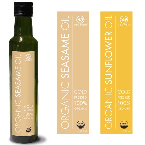 Organic Cold Pressed Oils Label Design | Product label contest