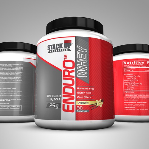 Create an exciting award winning fitness supplement Label for whey ...