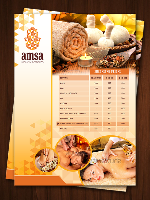 Create A Menu Page For A Nice Massage And Spa In Bangkok Brochure Contest