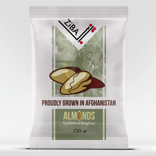 Packaging Label for Afghan Almonds from ZiBA Foods | Product label contest