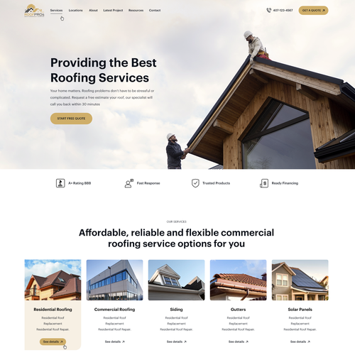 Designs | Standout Roofing Company Website Design. | Web page design ...