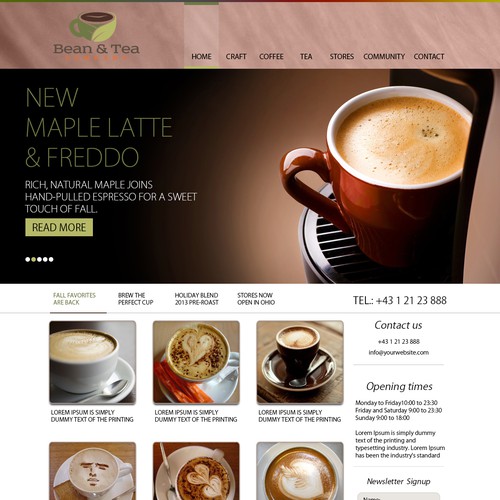 New website design wanted for Bean and Tea Cafe | Web page design contest