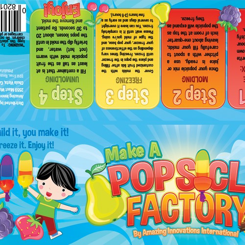Create a simple and captivating Fruit Popsicle package design for kids ...