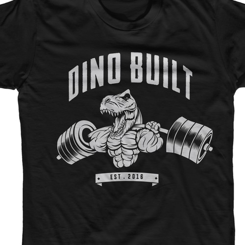Create a buff/ripped T-Rex dead lifting for Dino Built | T-shirt contest