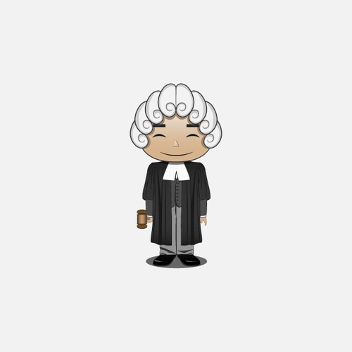 Create a kid-friendly Judge character to be made into a plush toy ...