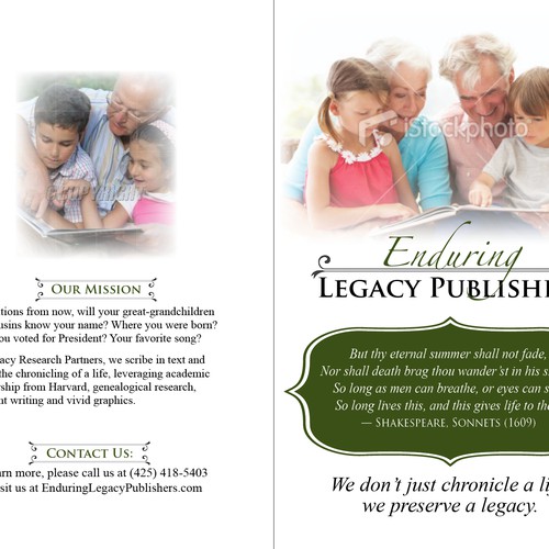 Designs | Create the new brochure design for Enduring Legacy Publishers ...