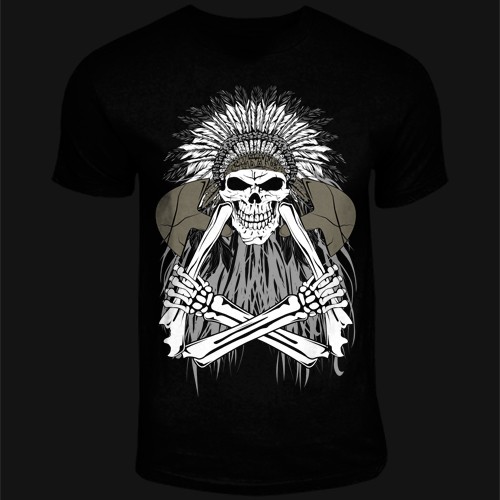 Indian Chief Skeleton with Tomohawk | T-shirt contest
