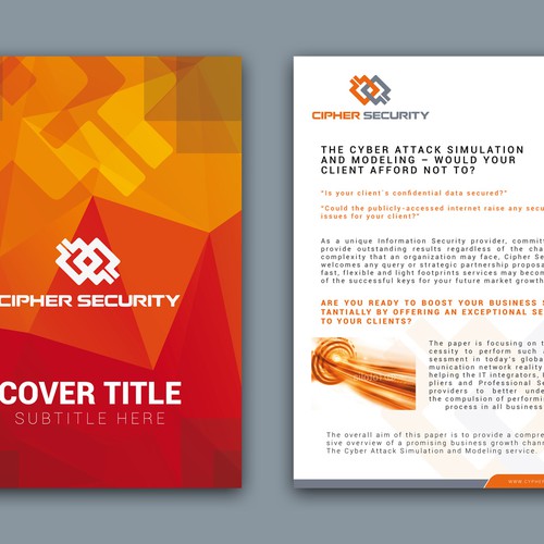 Designs | Design an amazing brochure (White Paper) for Cipher Security ...