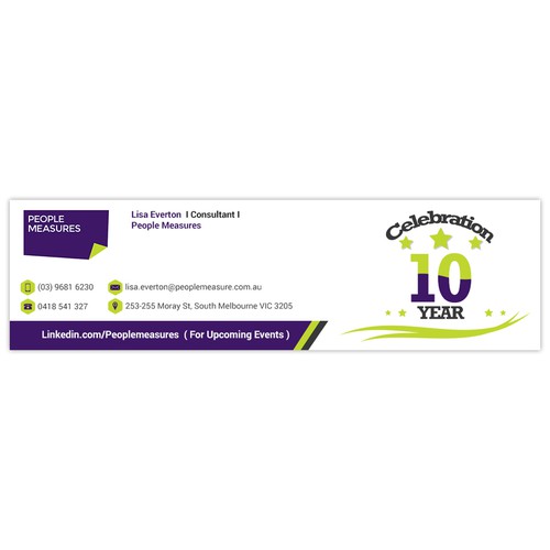 Create an email signature to help our company celebrate 10 years in ...