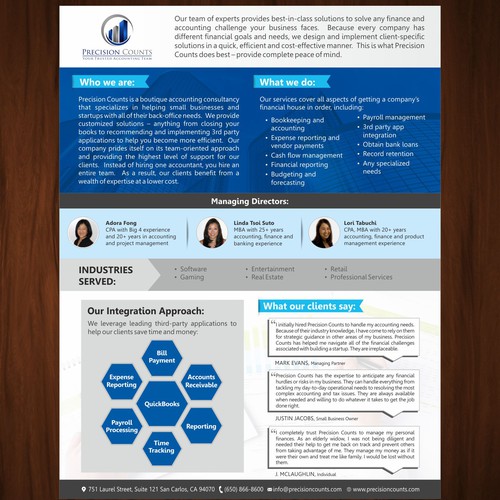 Create a visually appealing marketing one-pager for an innovative ...