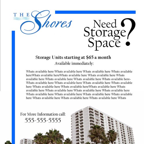 The Shores Storage Flyer | Print or packaging design contest