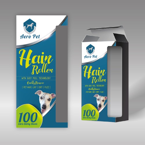Create a professional yet playful lint roller label for Aero Pet ...