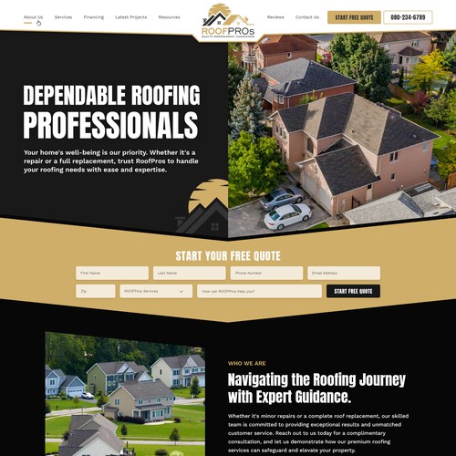 Designs | Standout Roofing Company Website Design. | Web page design ...