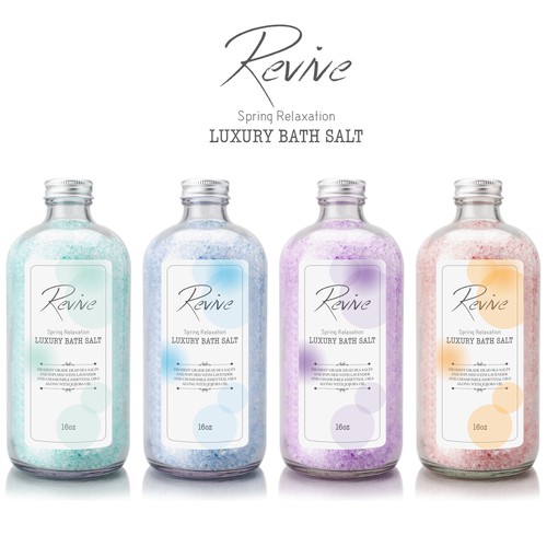 Create a modern luxury bath salt package label for Revive | Product ...